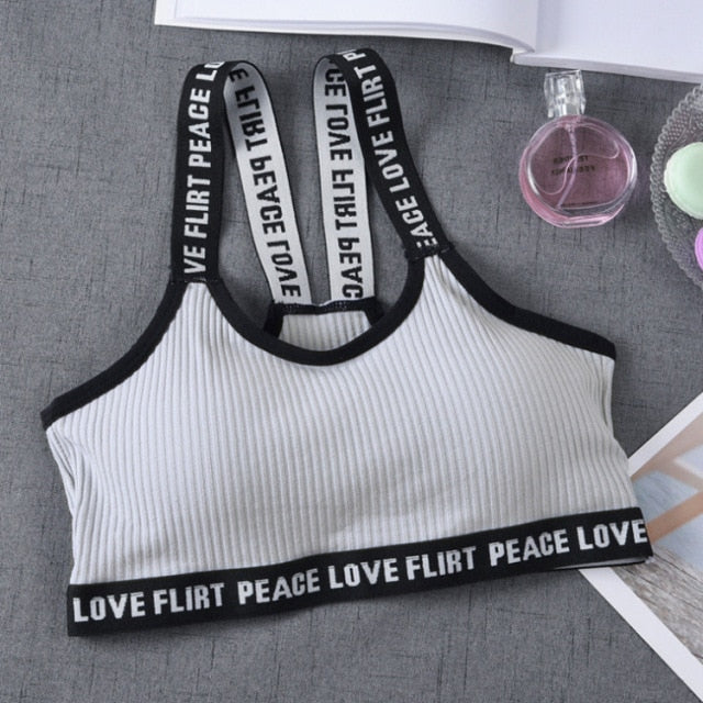Letter Sports Bra Top Push Up Fitness Running Yoga Bra Underwear Cotto ...